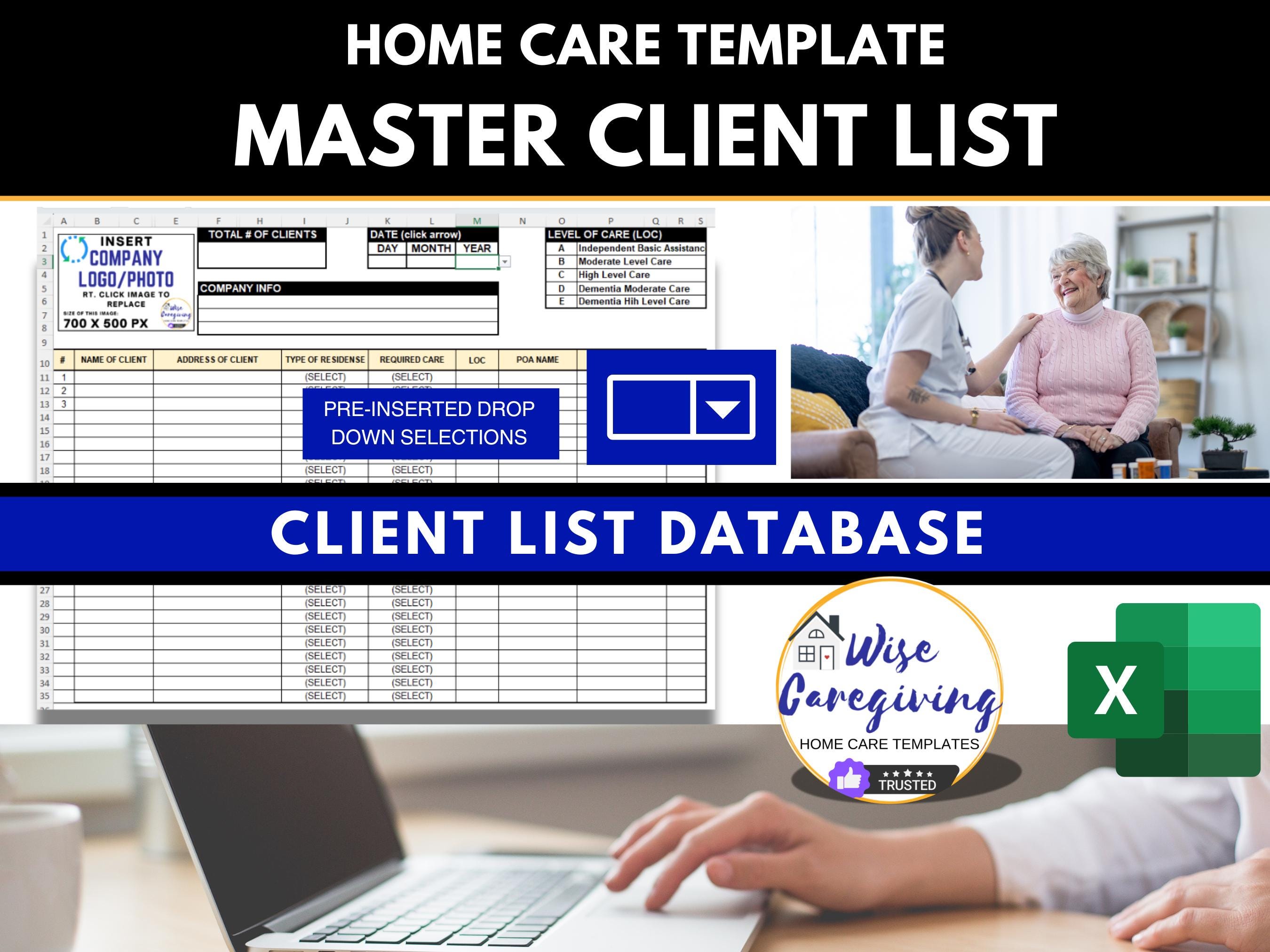 Home Care Client List, Professional Business Template, Client ...
