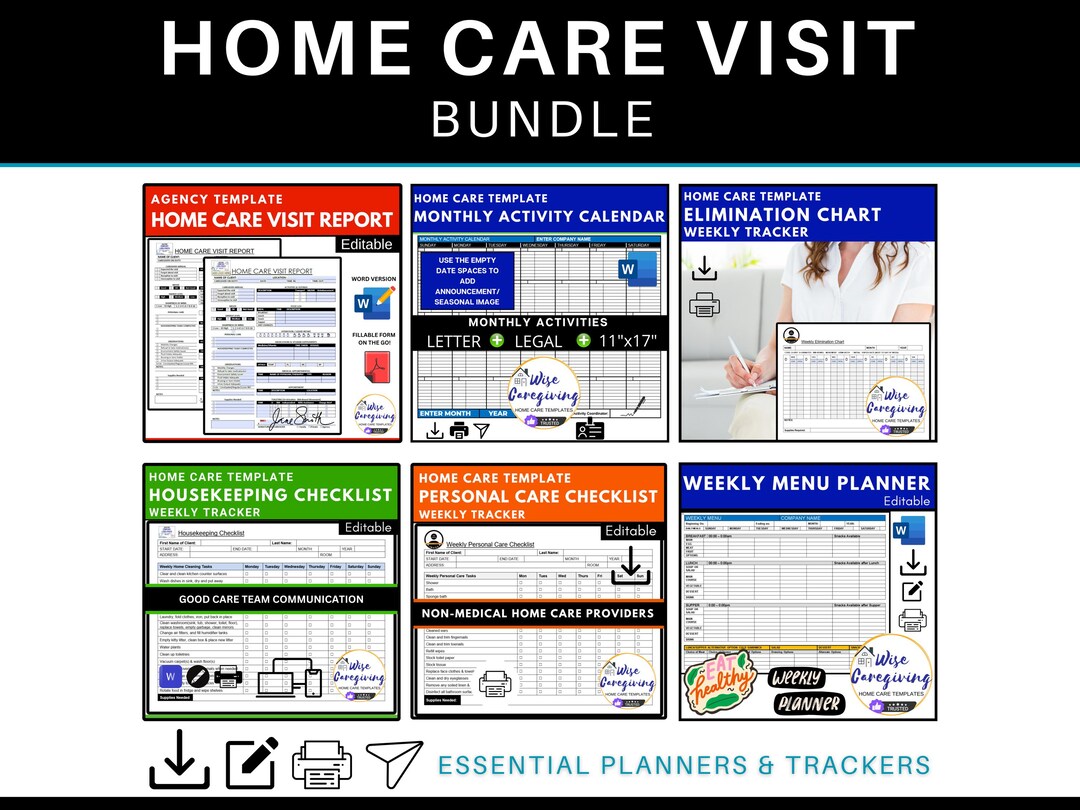 Home Care Visit Checklist Template Bundle, Non Medical Personal Care ...