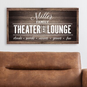Personalized Theater and Lounge Sign, Barnwood Textured Background ...