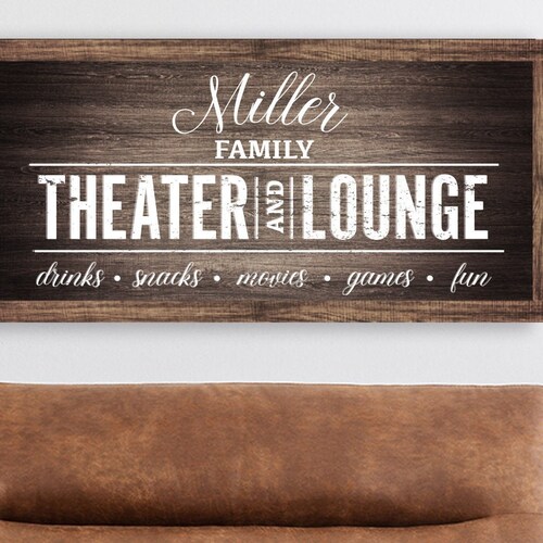 Theater Room Wall Decal Personalized Movie Theatre Family | Etsy