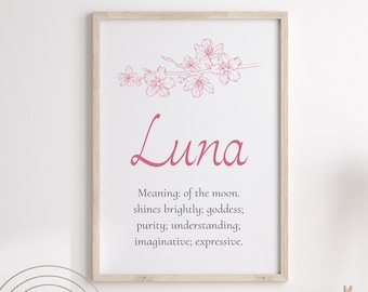 Luna Name Wall Art - Etsy