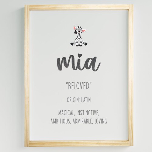 Mia Baby Name Meaning Baby Names Nursery Sign Girl Names - Etsy