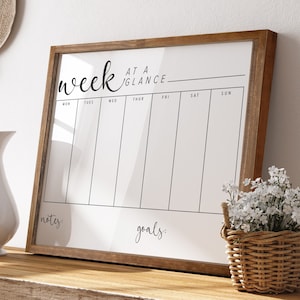 Week at a Glance Planner, Decorative Framed Family Activity Calendar ...
