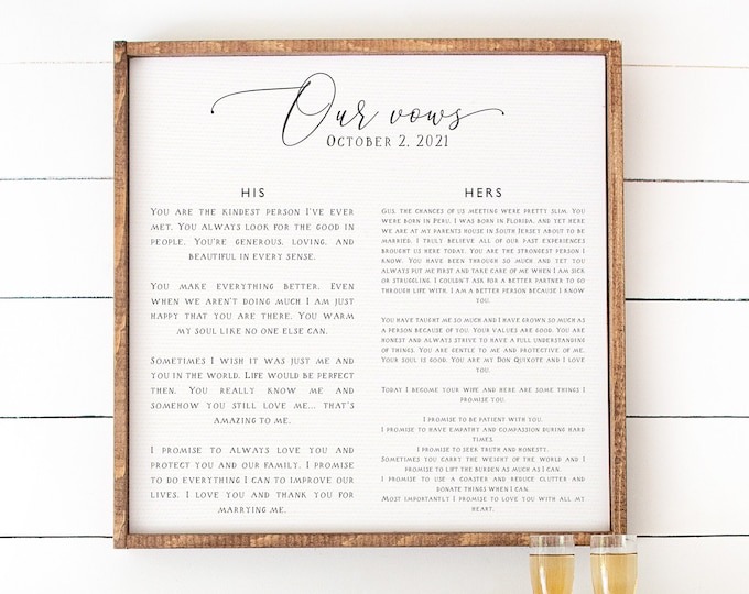 Wedding Vows Sign Custom Wedding Vows Sign Anniversary Sign ...