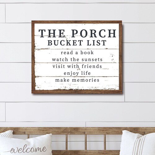 The Porch Bucket List Optional Personalized Name Canvas Wall | Etsy