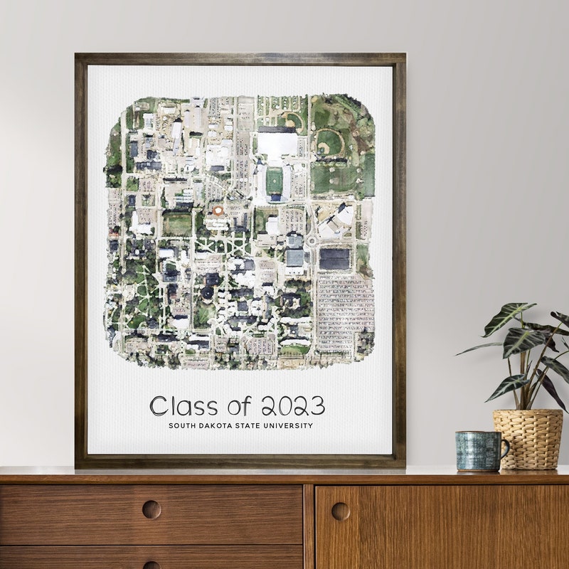 Watercolor Map Campus - Etsy