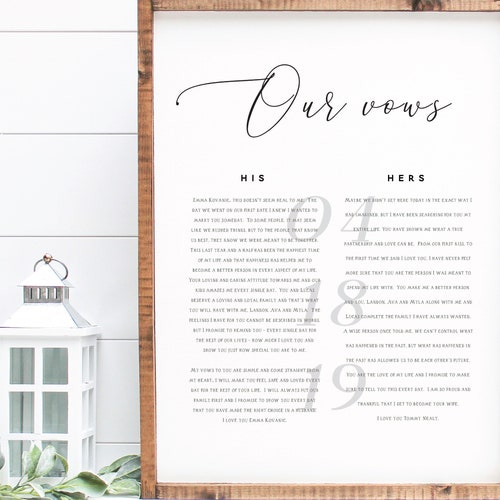 Our Vows Custom Wood Framed Wedding Print on Canvas - Etsy