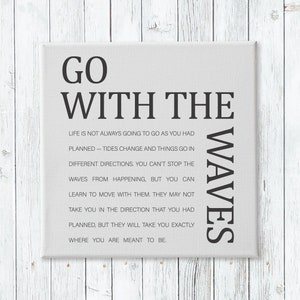Go With the Waves — Framed Canvas, Motivational Inspirational Decor ...