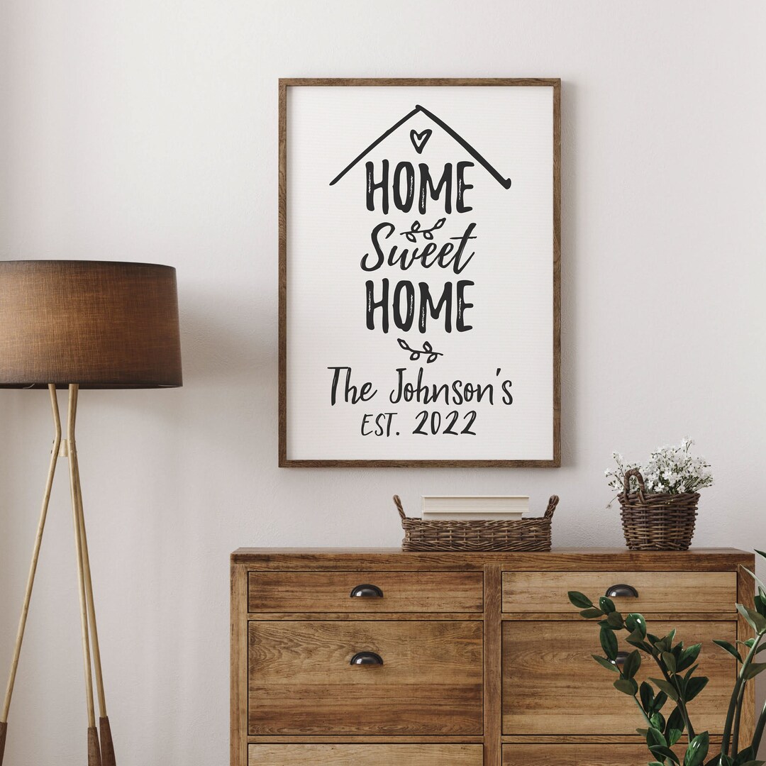 Home Sweet Home Using Your Name & Established Date — Framed Canvas ...