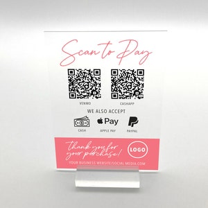 Scan Here to Pay — QR Code Custom Acrylic Business Display, Online ...