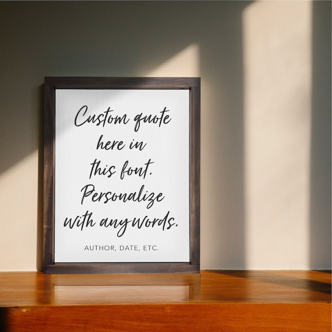 Custom Quote Print — Framed Canvas, Multiple Sizes, Background Colors ...