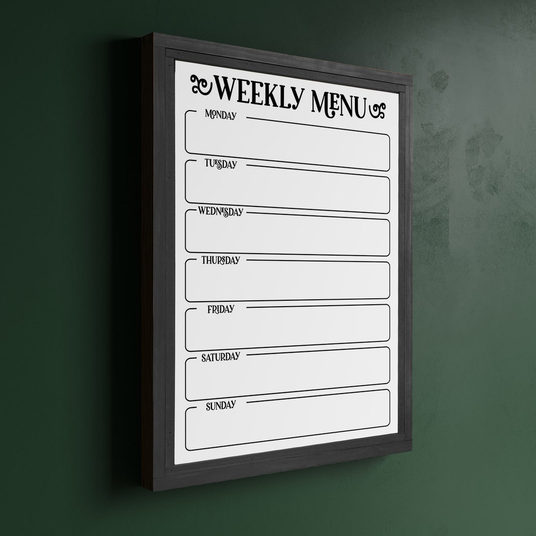 Weekly Meal Plan Whiteboard – Weekly Menu Board, Customizable Vertical ...