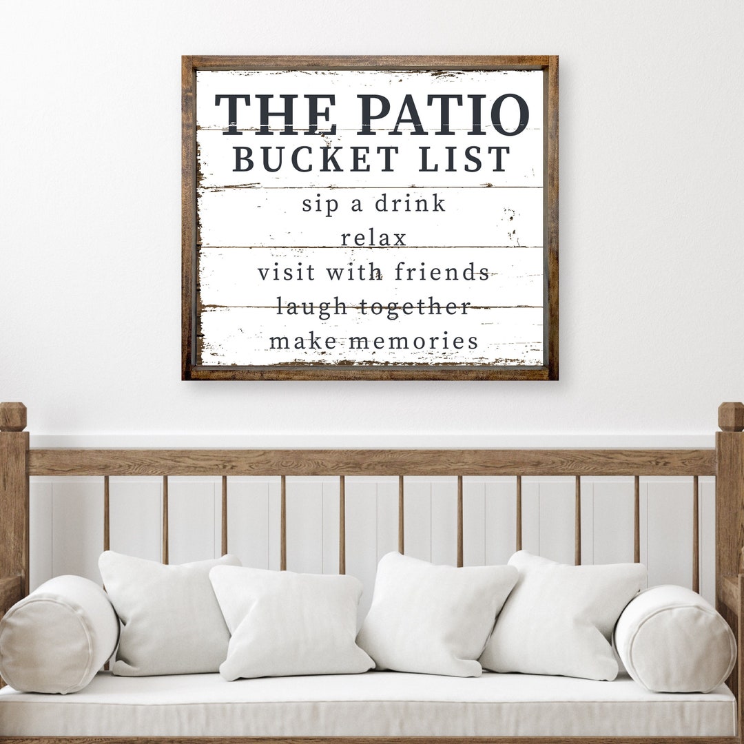 The Patio Bucket List — Canvas Wall Decor, Many Sizes and Stain Options ...