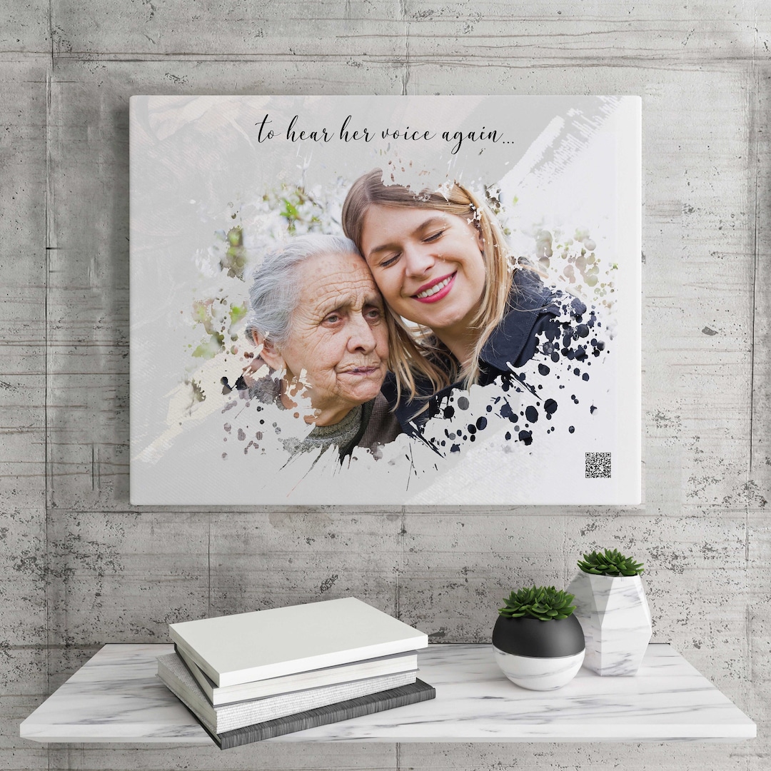 Memorial Voice Recording — Grunge Texture Splatter Photo and QR Code on ...