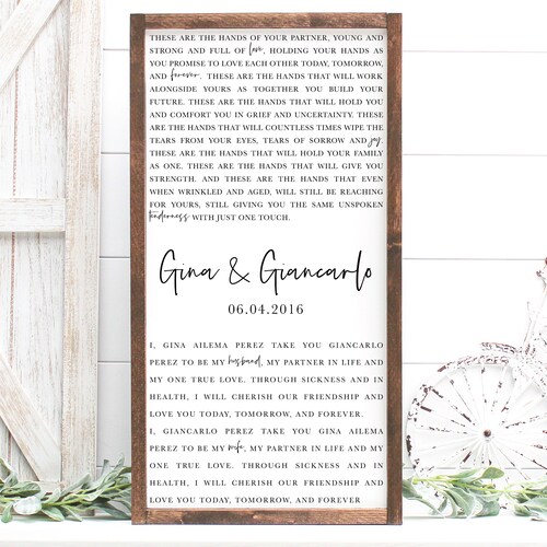 Our Vows Word Wrap Custom Framed Wedding Print on Canvas - Etsy