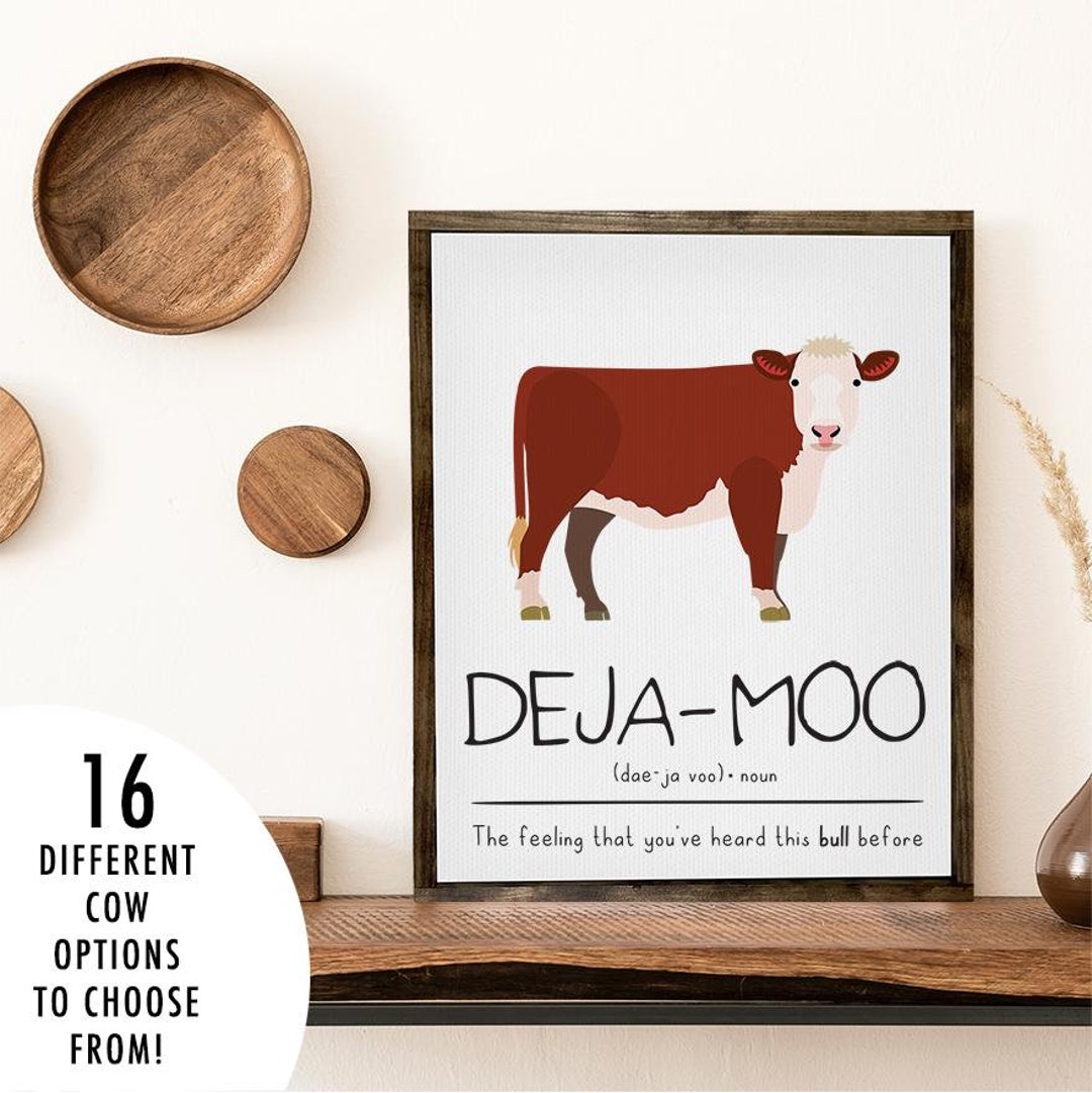 Deja-moo Definition — Funny Adult Humor Home Decor, Modern Farmhouse ...
