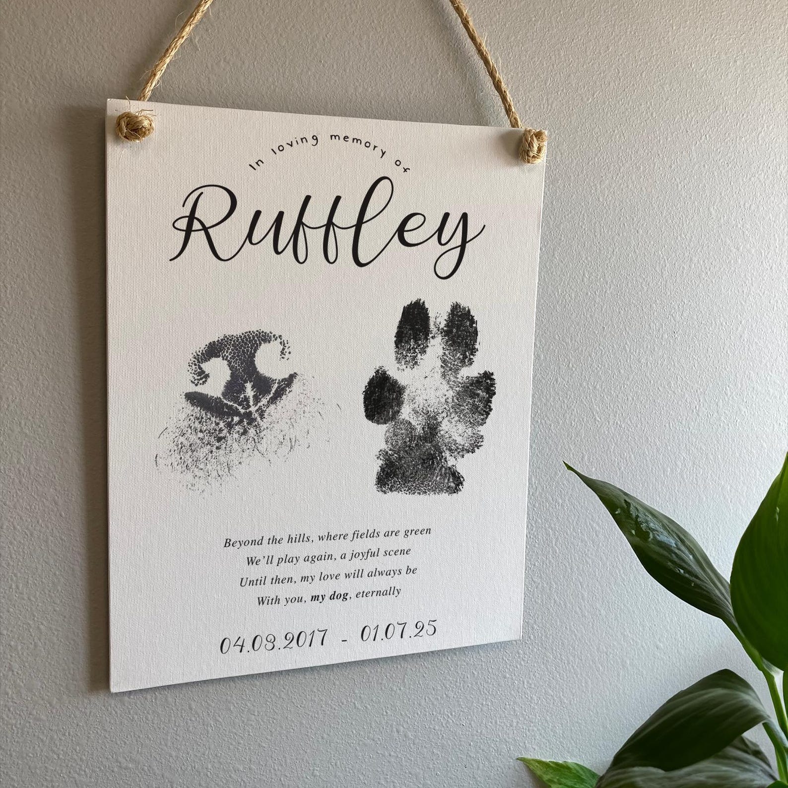 Ink Paw Print & Nose Print Memorial — Custom Paw Print Photo + Name ...