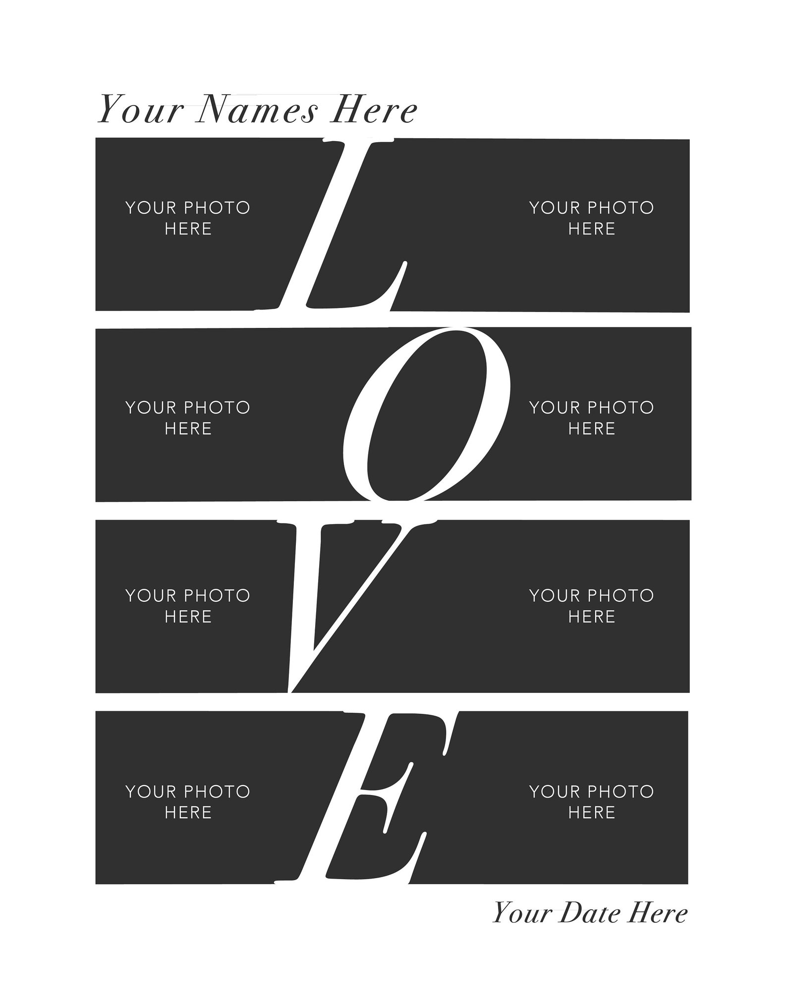 Love Eight Photo Couples Collage Custom Photos Printed on - Etsy