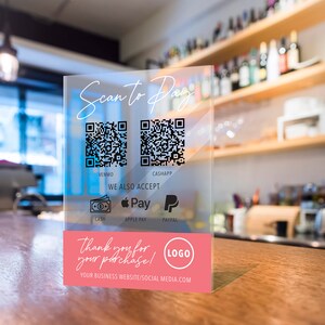 Scan Here to Pay — QR Code Custom Acrylic Business Display, Online ...