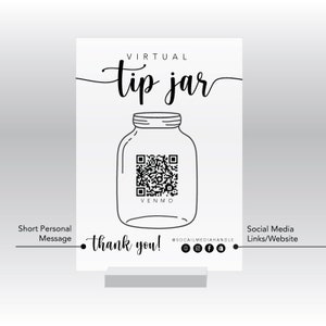 Virtual Tip Jar — QR Code Custom Acrylic Tip Display, Minimalistic ...
