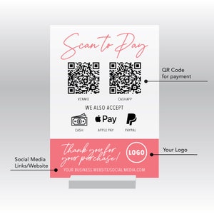 Scan Here to Pay — QR Code Custom Acrylic Business Display, Online ...