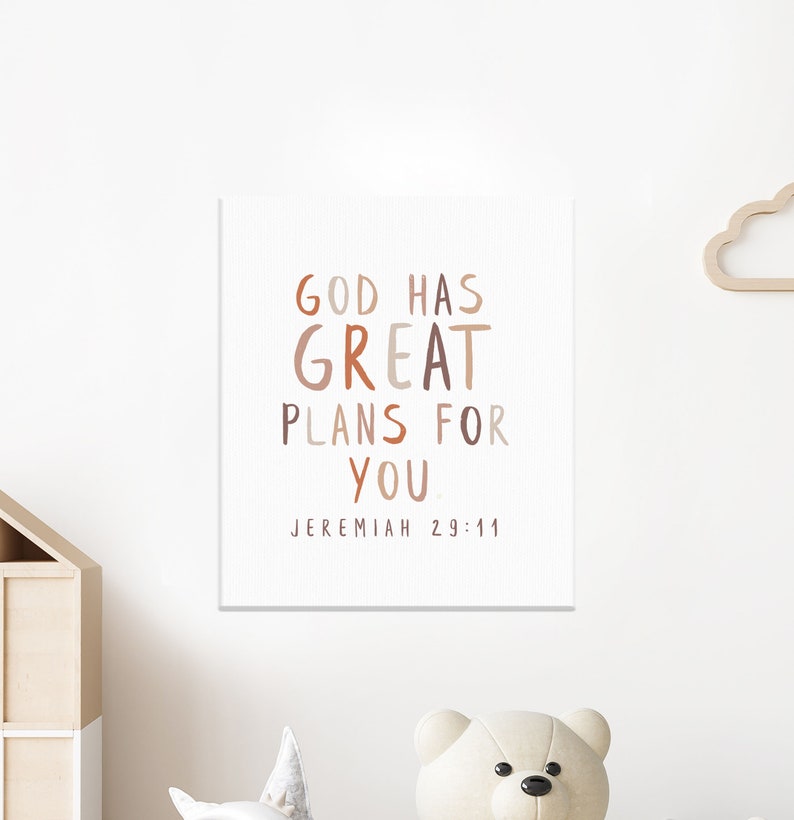God Has Great Plans for You - Jeremiah 29:11 — Religious Nursery Canvas ...