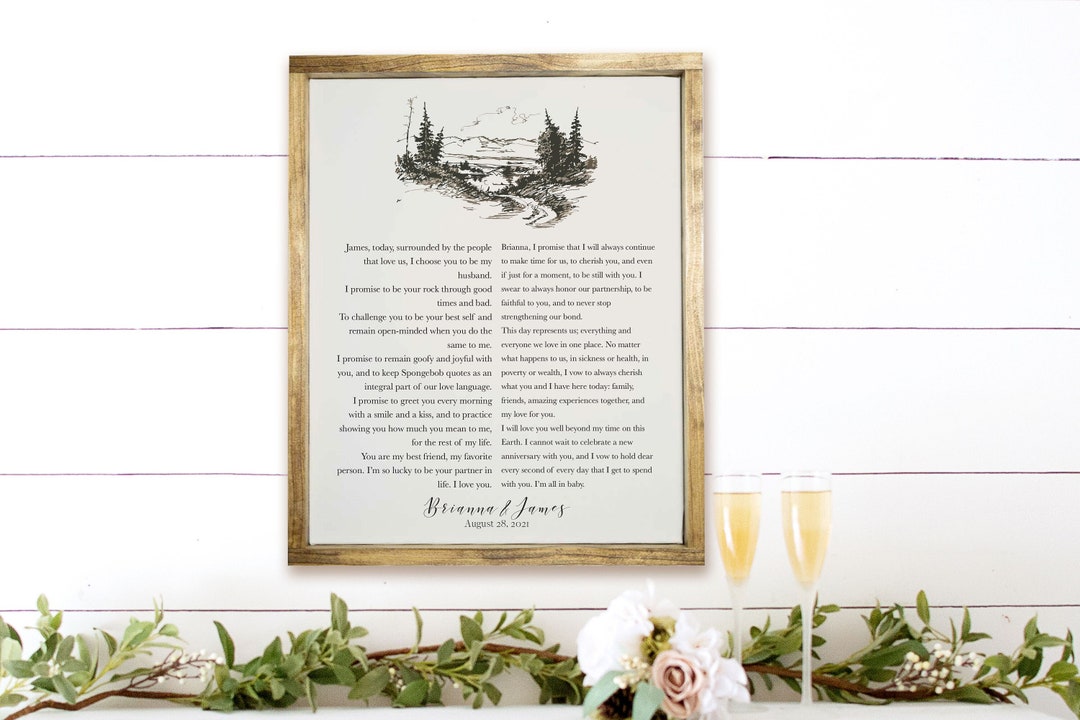 Wedding Vows Framed, Canvas Wedding Vows Print, Fully Customizable ...
