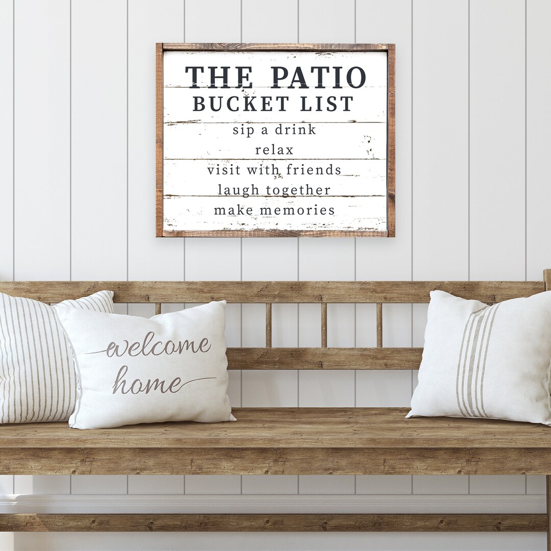 The Patio Bucket List Canvas Wall Decor Many Sizes and Stain - Etsy