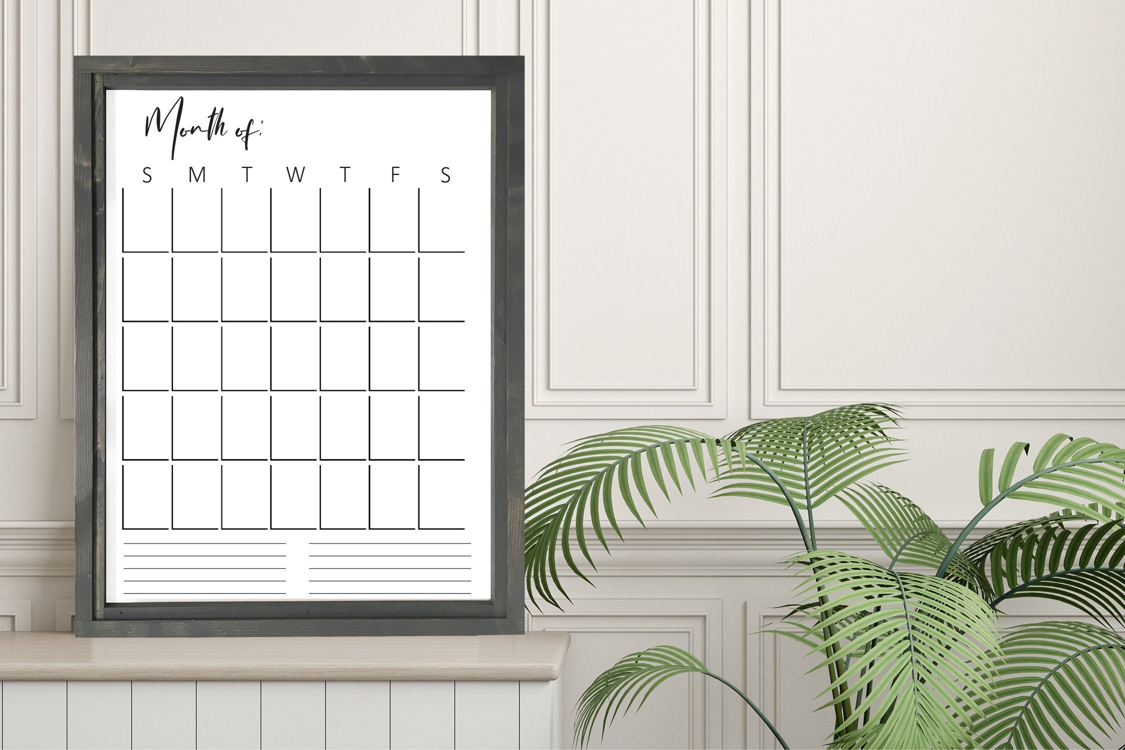 Modern Whiteboard Calendar FRAMED Customizable Vertical - Etsy