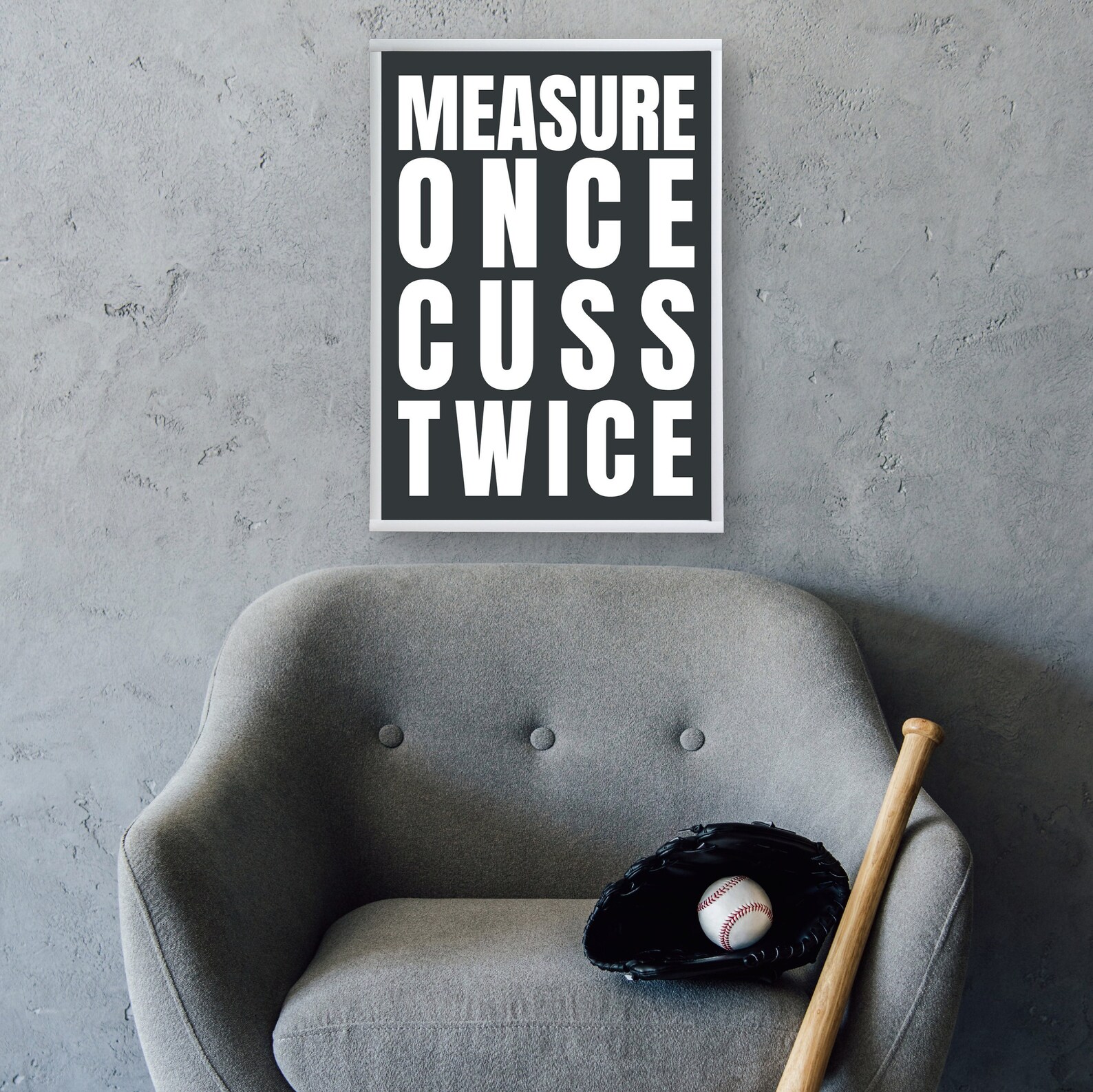 Measure Once Cuss Twice Funny Mancave Signs Framed Canvas - Etsy