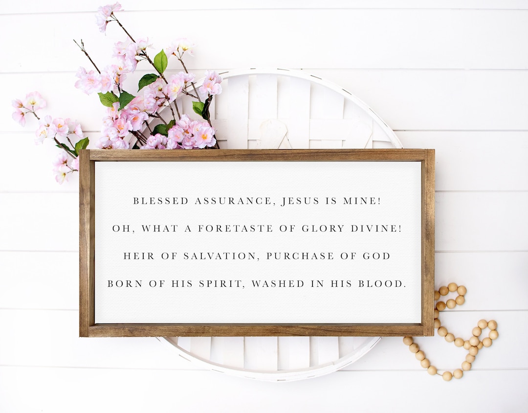 Blessed Assurance Jesus is Mine — Framed Canvas Wall Decor, Religious ...