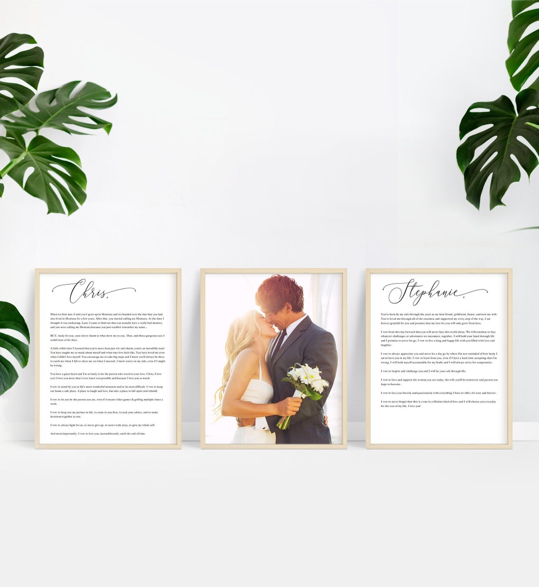 Framed Wedding Vows Sign, Wedding Photo and Vows Print on Canvas ...
