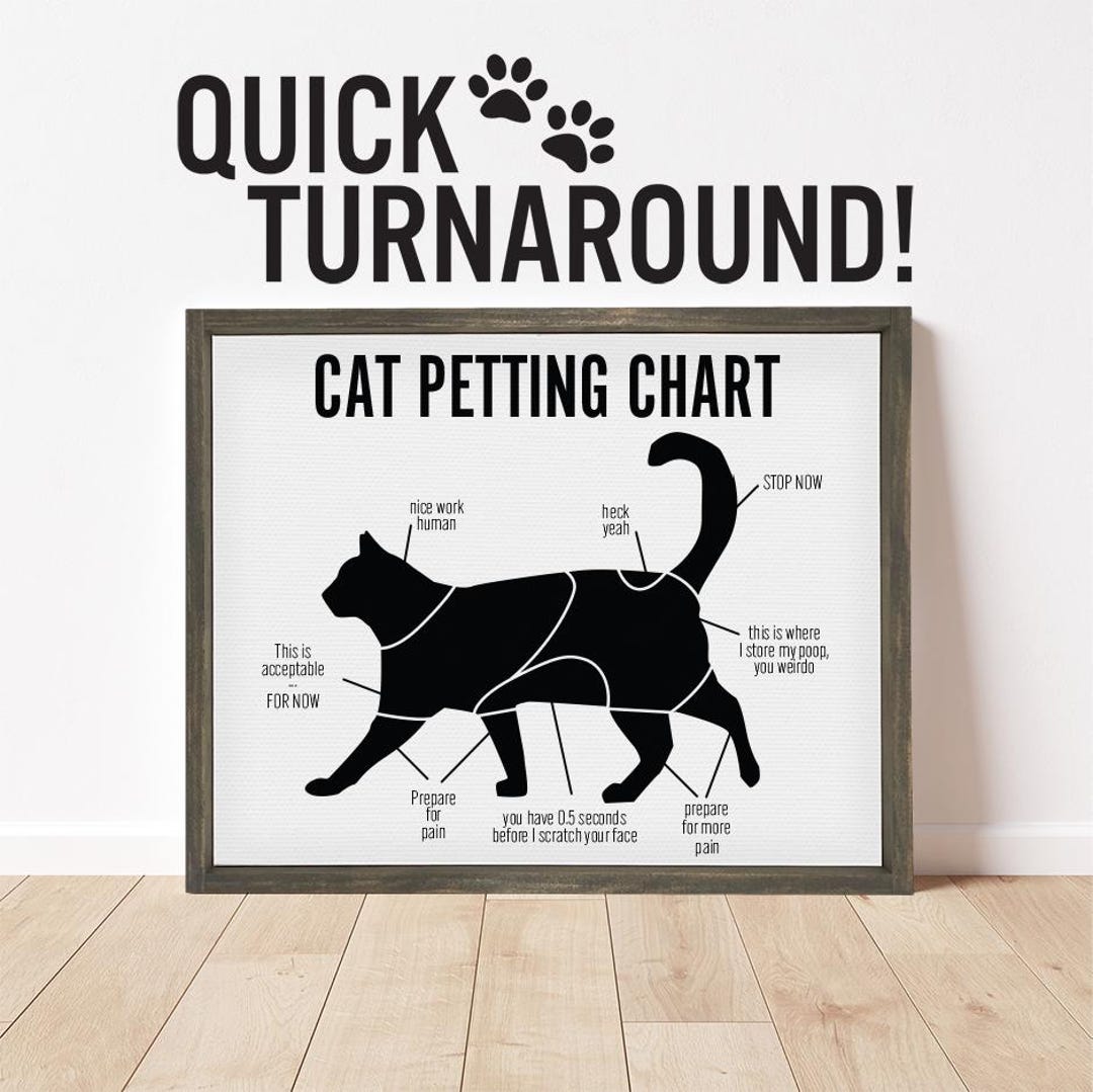 Cat Petting Chart — Framed Canvas, Unframed Canvas, Digital File ...