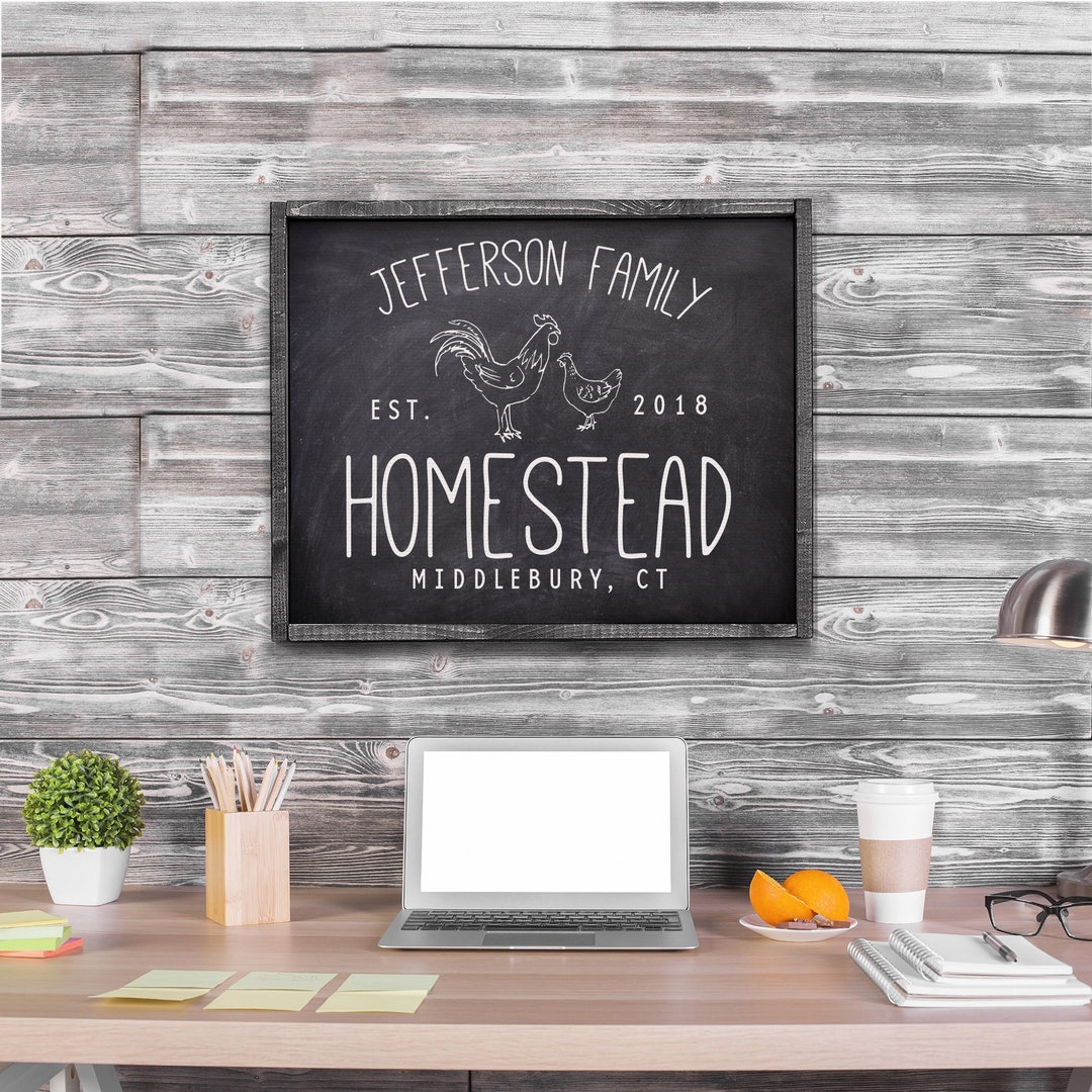 Personalized Homestead Sign, Faux Chalkboard Textured Background on ...