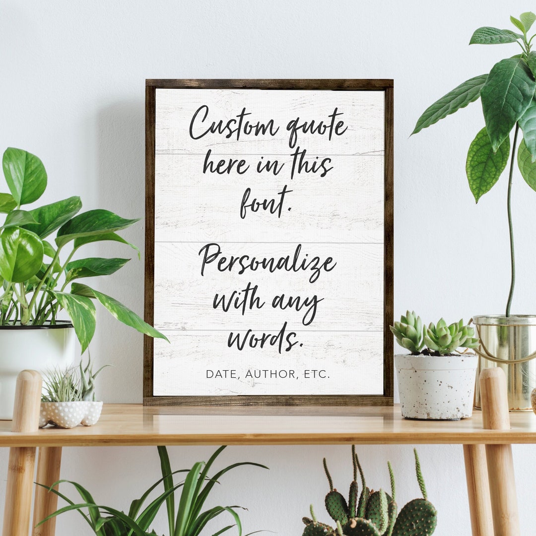 Custom Wood Textured — Faux Wood Print, Quote Print, Framed Canvas ...