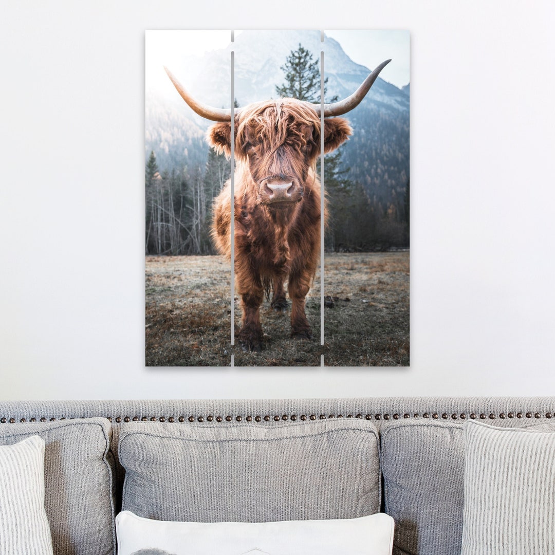 Highland Cow on Hanging Pallet, Cute Cow Home Decor, Farmhouse Rustic ...