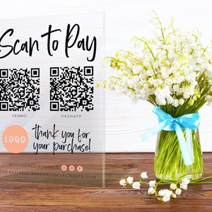 Scan Here to Pay — QR Code Custom Acrylic Business Display, Online ...