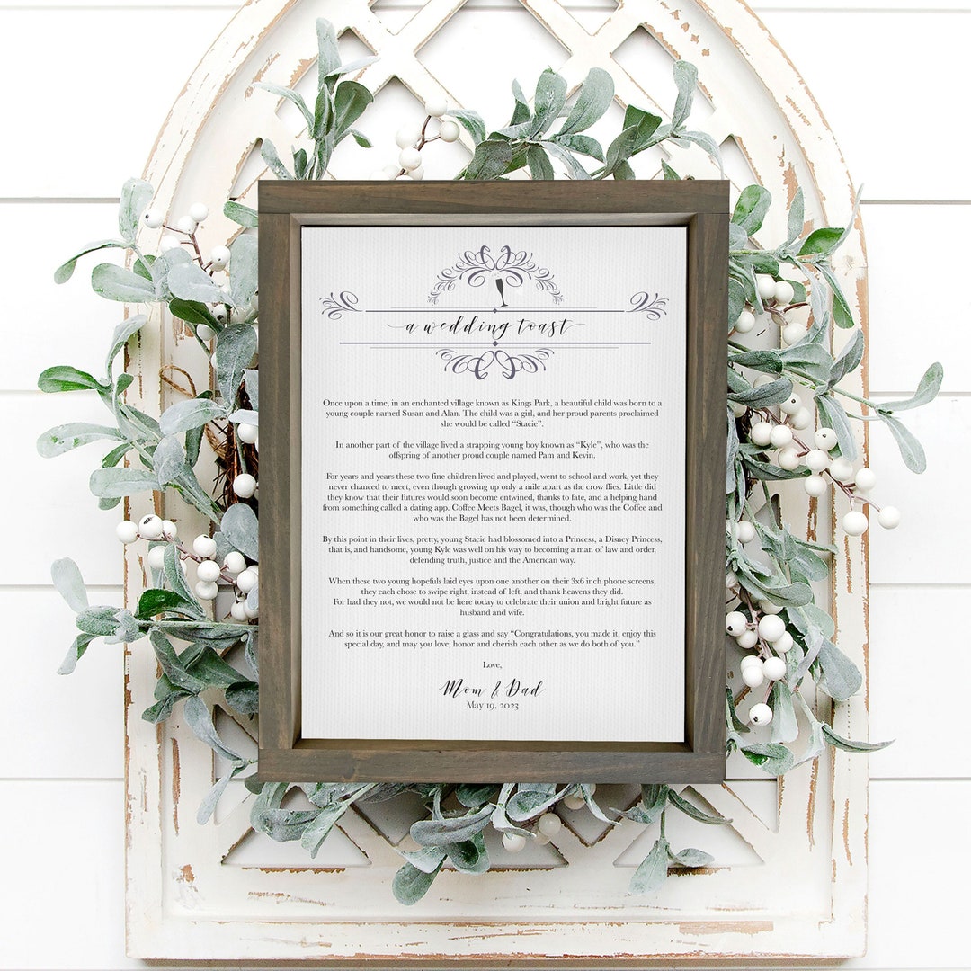 Wedding Speech Print, Custom Framed Wedding Toast Canvas, Many Sizes ...