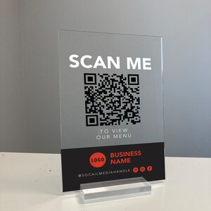 Scan Me to View Our Menu — QR Code Custom Acrylic Business Display ...