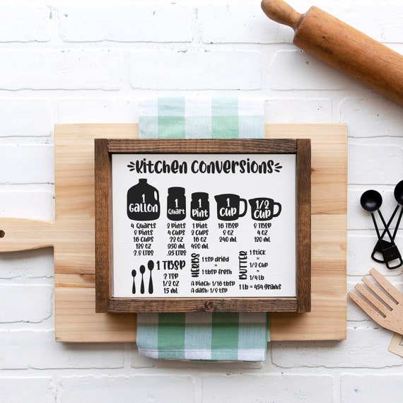 Kitchen Conversions Chart Helpful Kitchen Tool Framed - Etsy