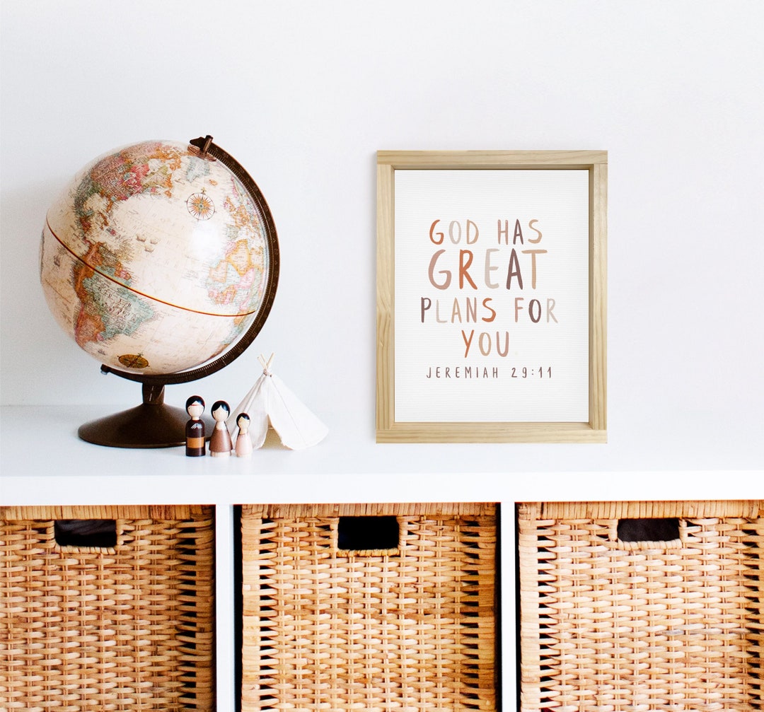 God Has Great Plans for You - Jeremiah 29:11 — Religious Nursery Canvas ...