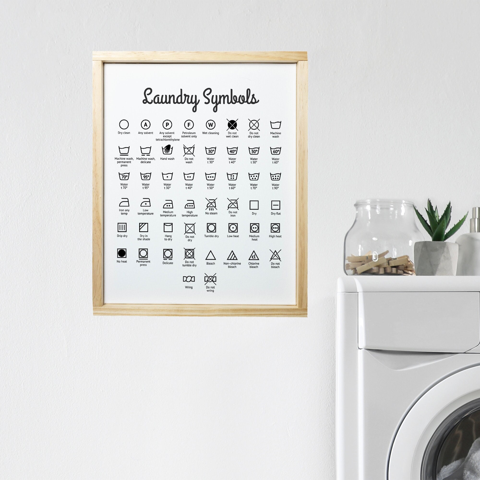 Laundry Room Symbols Sign — Wash Decor, Home Signs, Custom Framed ...