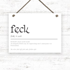 Feck Definition — St Patrick's Day Decor, Celtic Signs, Irish ...
