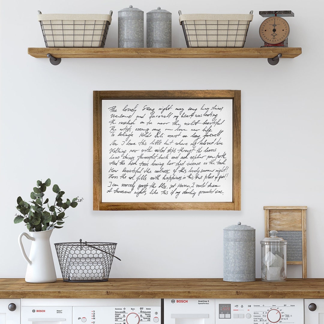 Handwriting Printed on Canvas — Framed, Unframed, or Rope Board Option ...