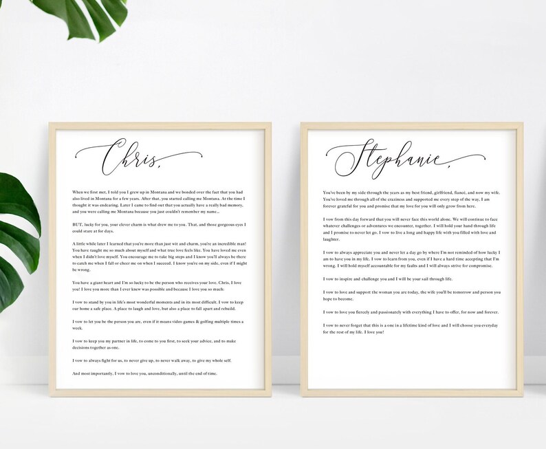 Framed Wedding Vows Sign, Wedding Photo and Vows Print on Canvas ...
