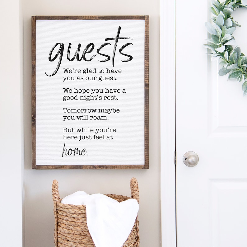 Guests Guestroom Framed Canvas Print Farmhouse Inspired Home - Etsy