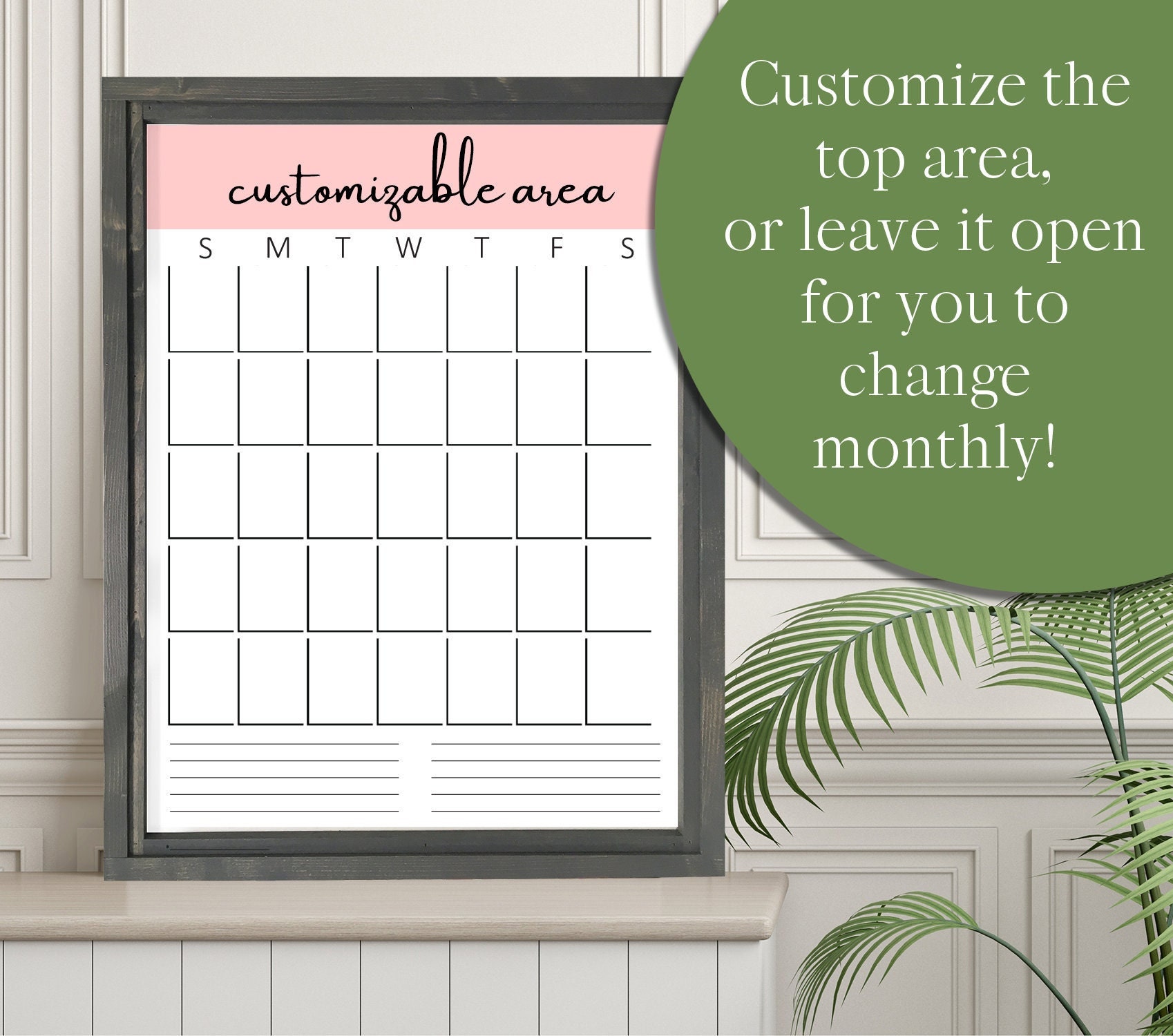 Modern Whiteboard Calendar FRAMED Customizable Vertical - Etsy