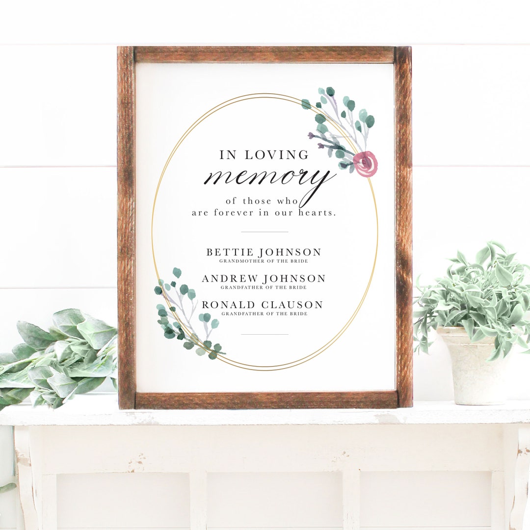 In Loving Memory Wedding Decor Custom Frame FREE SHIPPING - Etsy
