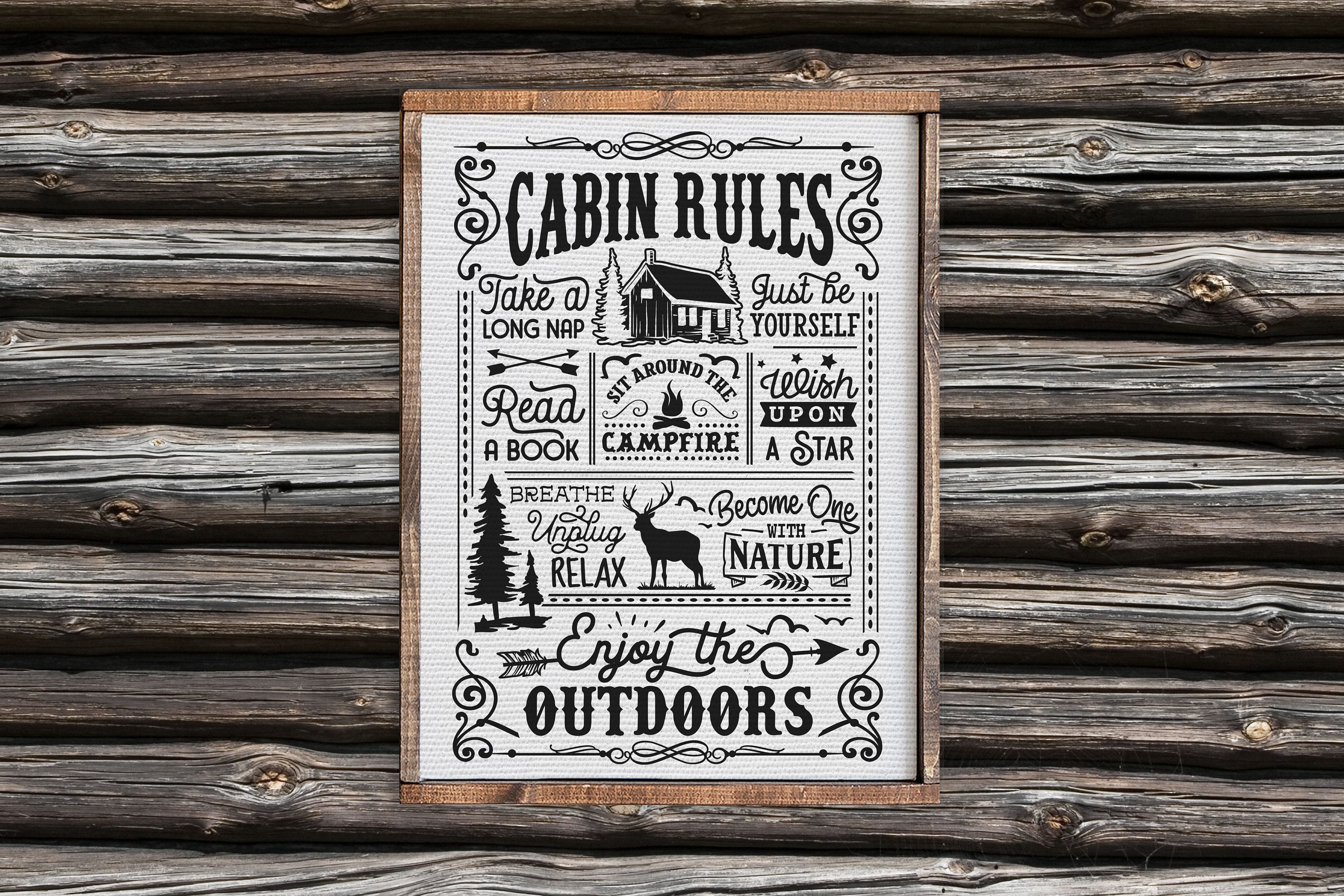 Cabin Rules Summer Themed Canvas Print Multiple Stain | Etsy