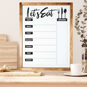 Weekly Meal Plan Whiteboard Let's Eat Menu Board FRAMED - Etsy